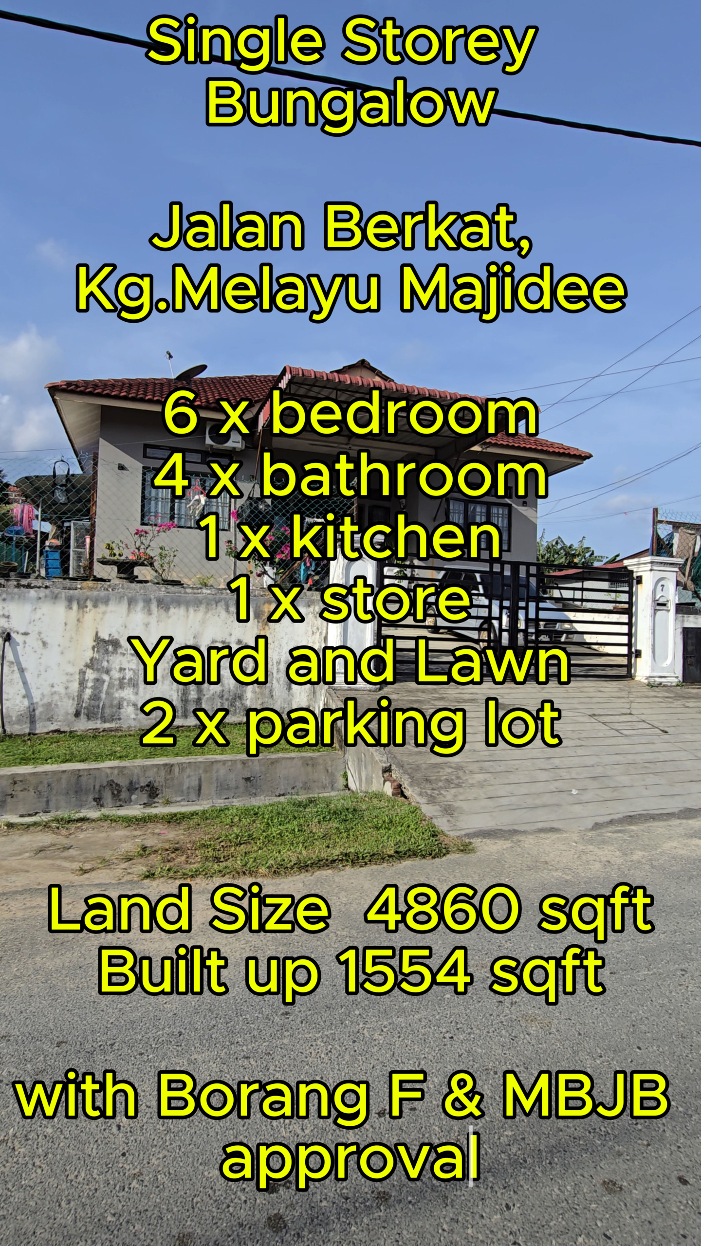 BANGLO 1 TINGKAT TANAH LUAS @ KG MELAYU MAJIDEE - SINTIGA